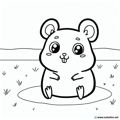 Coloriage d un hamster mignon à Télécharger ou à Imprimer gratuitement