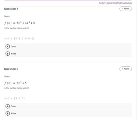 Solved Question 1 Entering A Syntax Of A Polynomial