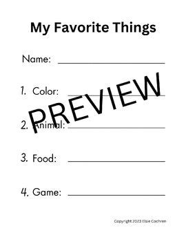 My Favorite Things Back To School Game For Kindergarten Tpt