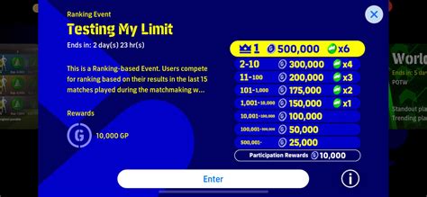 new ranking event “testing my limit” r efootball