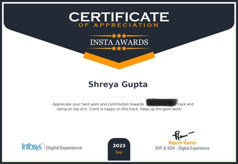 Infyinstaaward Infosys Appreciation Infosicon Shreya Gupta
