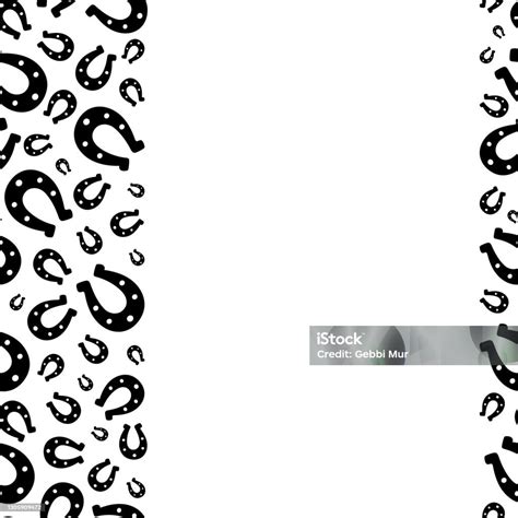 행운의 말굽 실루엣 원활한 수직 테두리 벡터 패턴을 반복합니다 격리 된 무색 배경 행운의 상징 끝없는 장식 성 패트릭의 날 웹