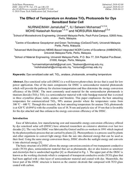 The Effect Of Temperature On Anatase Tio2 Photoanode For Dye Sensitized