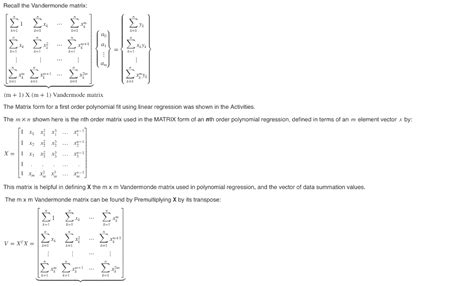 solved recall the vandermonde matrix 1 t 1 l 1 a l 1 ท