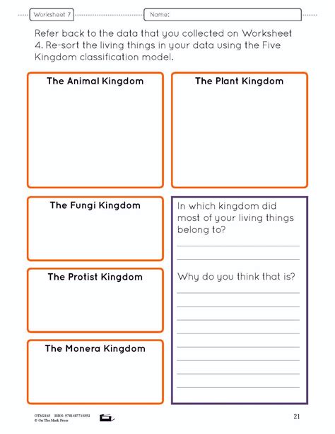 Classifying Living Things Worksheets Classifying Living Things Lesson