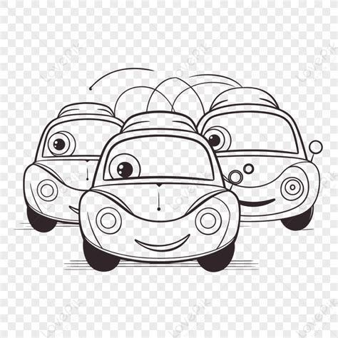 세 만화 딱정벌레와 자동차 색칠 페이지 개요 스케치 드로잉 벡터타이어라인 아트 Png 일러스트 무료 다운로드 Lovepik