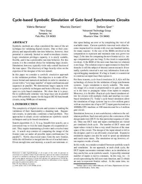 Pdf Cycle Based Symbolic Simulation Of Gate Level Synchronous Circuits