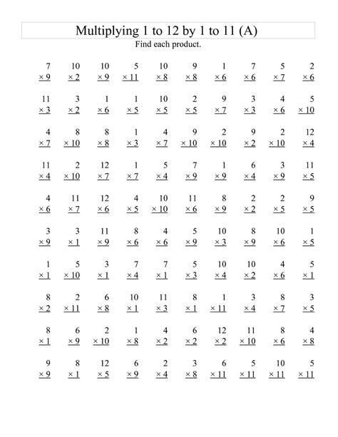 Multiplication Tables Worksheets 1 12 Printable