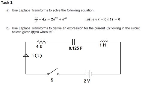 Solved Task A Use Laplace Transforms To Solve The Chegg