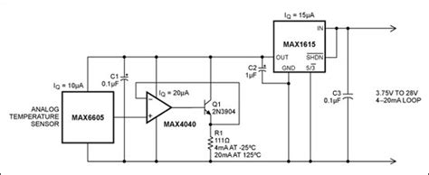 Analog Temperature Sensor To Current Loop Interface Circuit