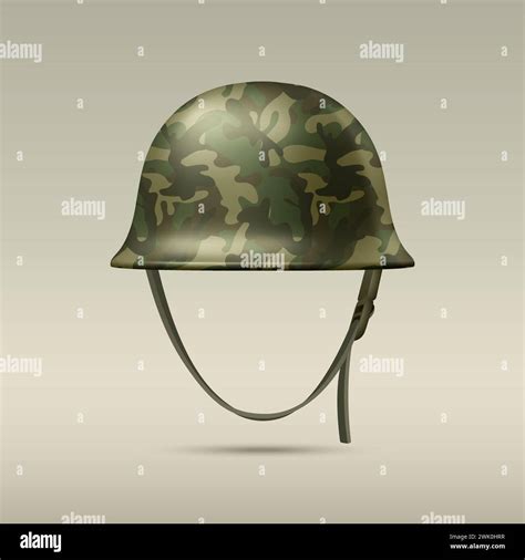 Vector 3d Realistic Military Protective Helmet Closeup Isolated Helmet