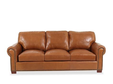 Saddle Glove Leather Sofa Mathis Home Stationary Leather Couch
