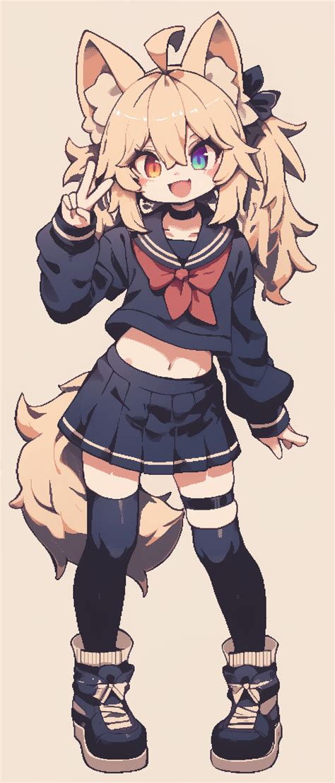 High School Fox Girl By Tuwalg On Deviantart