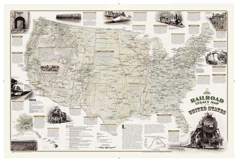 The Continental United States Wall Map Of Railroads Growth Of The