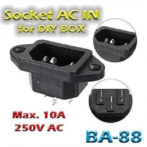 Jual Socket Ac In Panel Mount Plug Power Socket Connector 10a 250v 3
