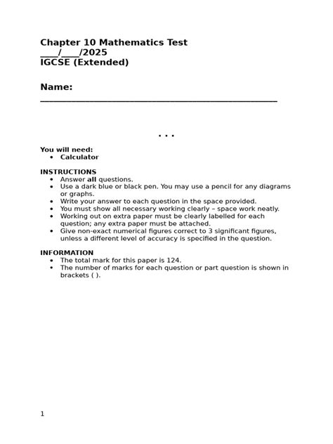 Chapter 10 Mathematics Test Pdf Area Factorization