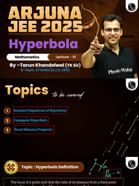 Hyperbola 01 Class Notes Arjuna Jee 2025 Pdf