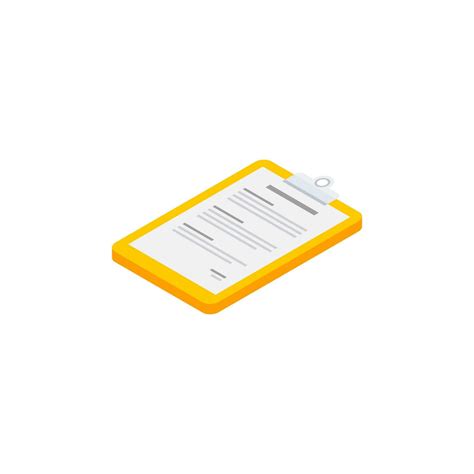 Clipboard Isometric Left View White Background Icon Vector Isometric Flat Style Vector