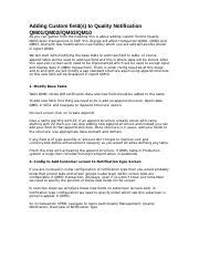 Adding Custom Field In QM Notification Docx Adding Custom Field S To Quality Notification QM01