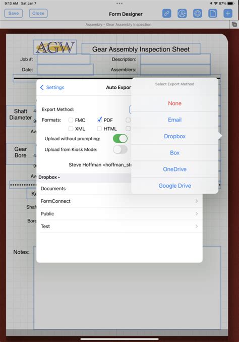 automating the exporting of forms
