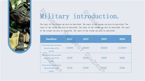 Blue Simple Technology Military Introduction PowerPoint PPTX Template