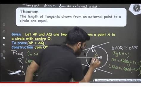 Tangent Drawn Tom An Externol Avinttheoremthe Length Of Tangents Drawn