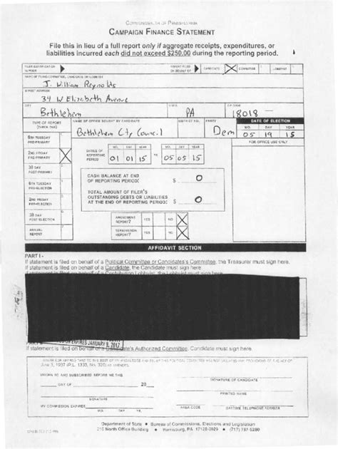 Fillable Online Campaign Hlnance Statement File This In Lieu Of A Full Fax Email Print