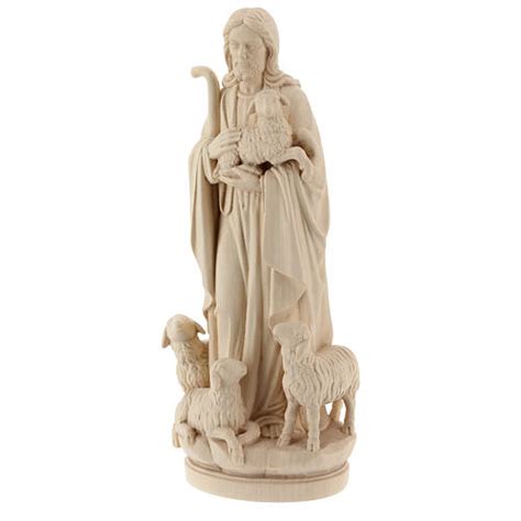 Jesus The Good Shepherd Statue In Natural Wood Online Sales On