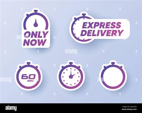 Timer Stickers Set Timer Clock Stopwatch Icons Stock Vector Image