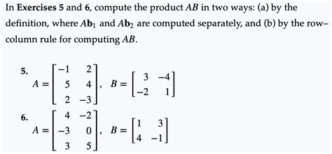 solved in exercises 5 and 6 compute the product ab in two