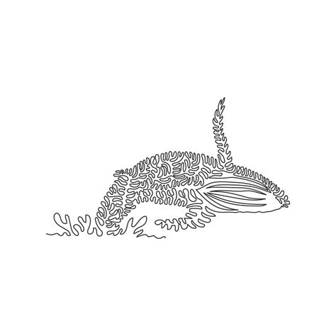 Single Swirl Continuous Line Drawing Of Enormous Whale Abstract Art