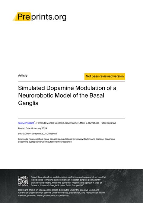 Pdf Simulated Dopamine Modulation Of A Neurorobotic Model Of The Basal Ganglia