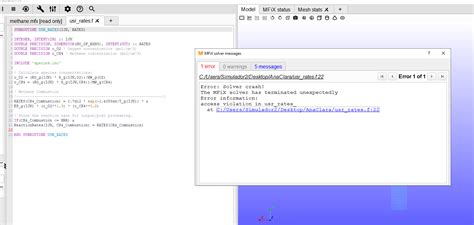 Access Violation In Usr Rates MFiX NETL Flow Science Software Support