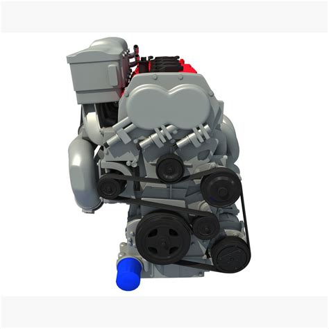 색상 구분된 부품이 있는 상세한 자동차 엔진 3d 모델 다운로드 엔진 On