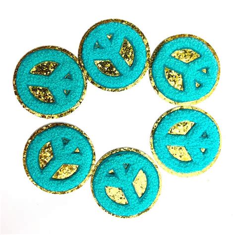 Peace Sign Chenille Patch Gitter Embroidered Patch Iron On Patches Etsy