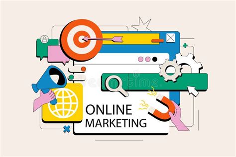 Marketing Concept In Flat Neo Brutalism Design For Web Vector Illustration Stock Illustration