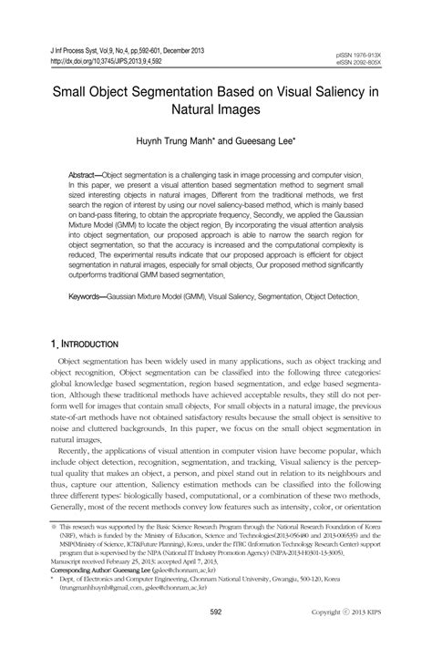 pdf small object segmentation based on visual saliency in natural images