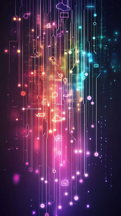 Vibrant Neon Abstract Digital Circuit With Colorful Lights And Glowing Patterns Illuminating A