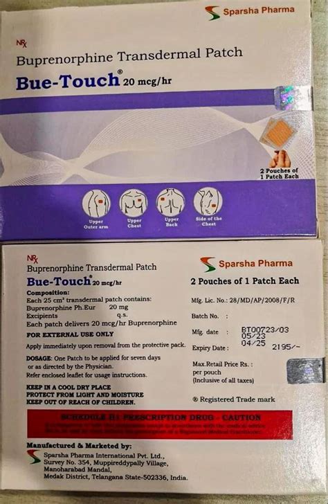 Bue Touch Buprenorphine Transdermal Patch 20mcghr At ₹ 2195piece