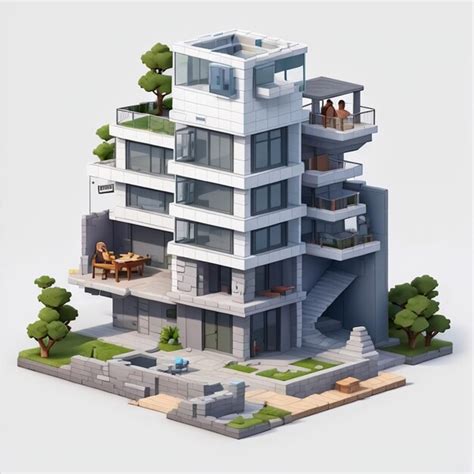 premium ai image 3d building model