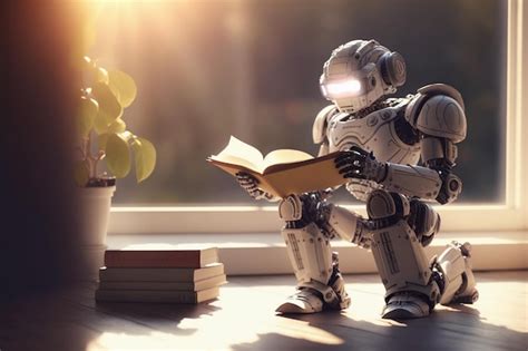 premium photo artificial intelligence is selflearning a robot reads