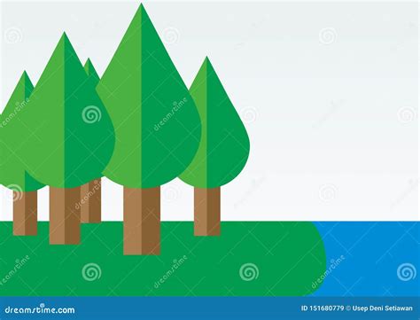 Tree Scene At The River Stock Illustration Illustration Of Scene