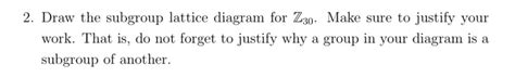 Solved 2 Draw The Subgroup Lattice Diagram For Z30 Make