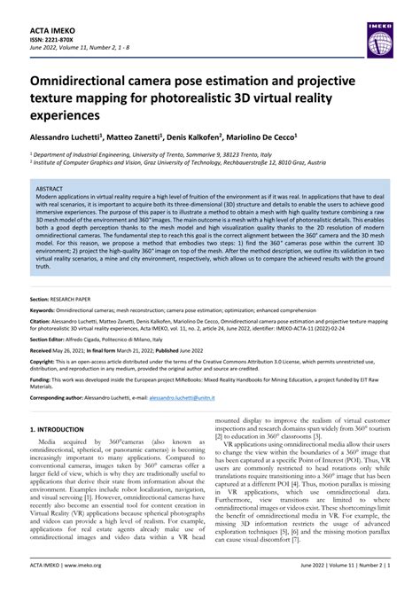 Pdf Omnidirectional Camera Pose Estimation And Projective Texture Mapping For Photorealistic