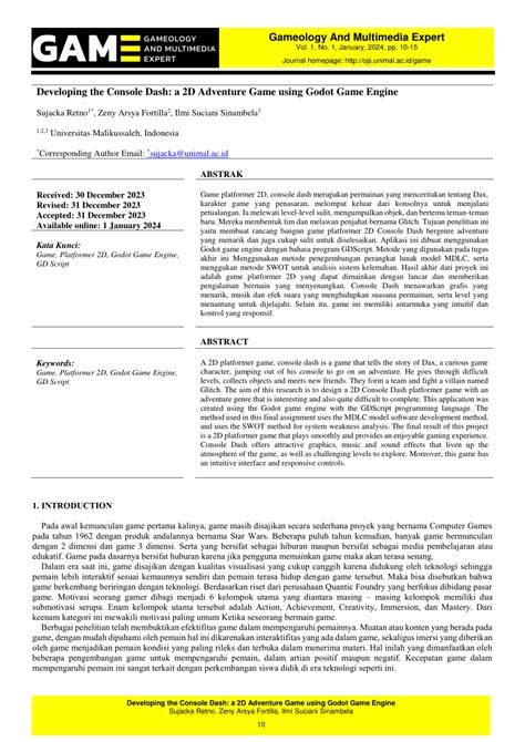 Pdf Developing The Console Dash A 2d Adventure Game Using Godot Game