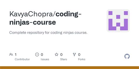 Github Kavyachopracoding Ninjas Course Complete Repository For