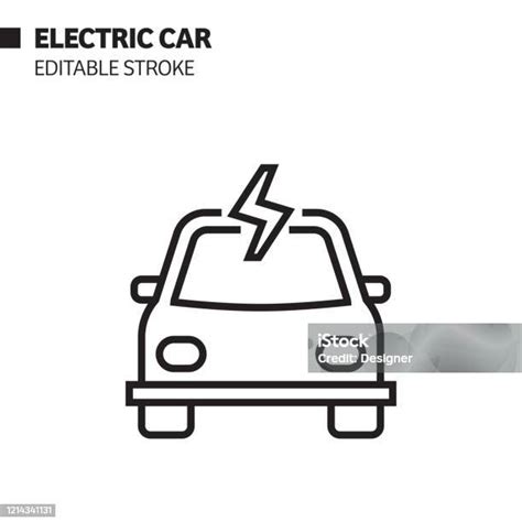 전기 자동차 라인 아이콘입니다 편집 가능한 선 윤곽선 기호 개발에 대한 스톡 벡터 아트 및 기타 이미지 개발 기업의 사회적