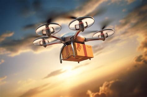 premium ai image drone delivering a parcel generative ai cloud