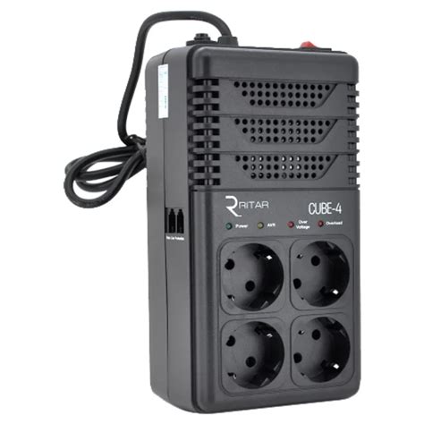 ᐉ Стабілізатор релейний Agm Ritar Cube 4 800va 480w 4shuko Q12 Akd54104 • Краща ціна в Києві