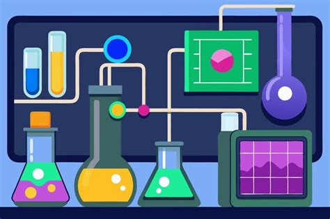 Lab Corner With Interactive Touchscreens Displaying Realtime Experiment Data Vector Illustration